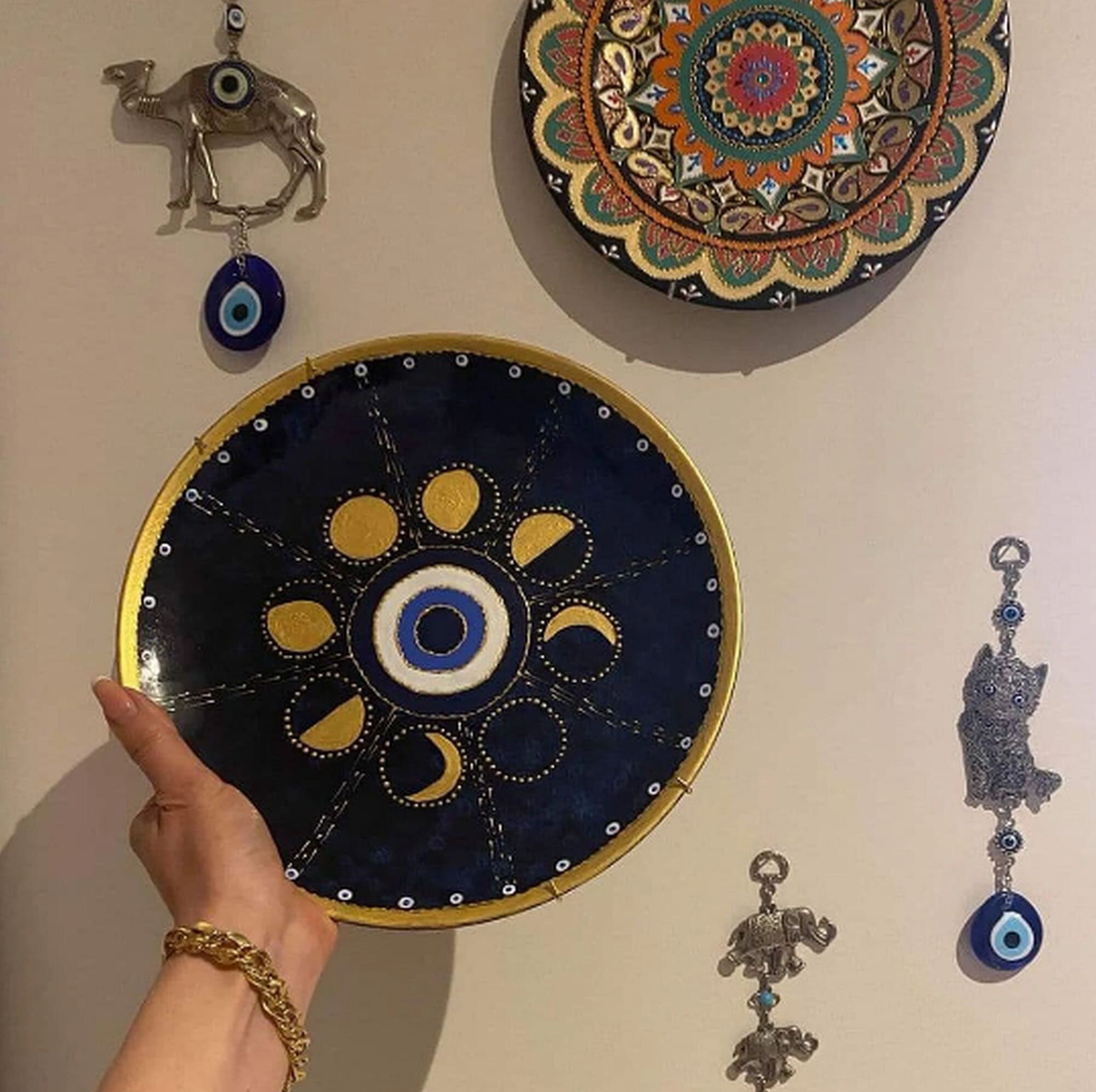 Evil Eye Decorative Plate, Moon Phase Wall Art, Luna Small Wall Decor ...
