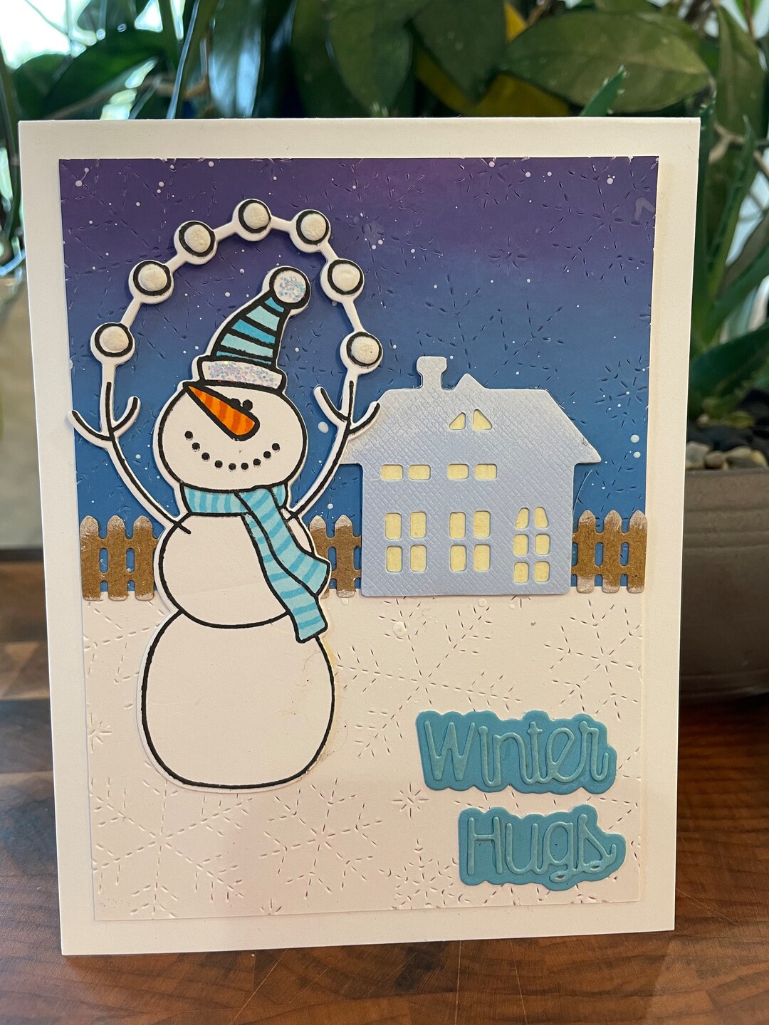 Winter Hugs Card: Snowman Juggling Snowballs - Etsy