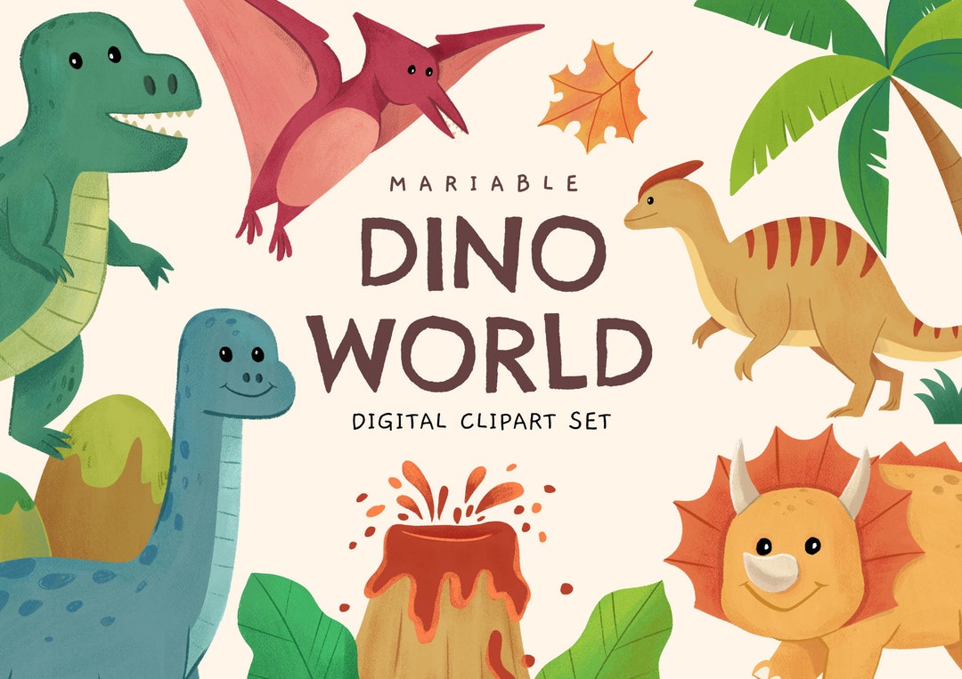 Dino World Clipart - Etsy
