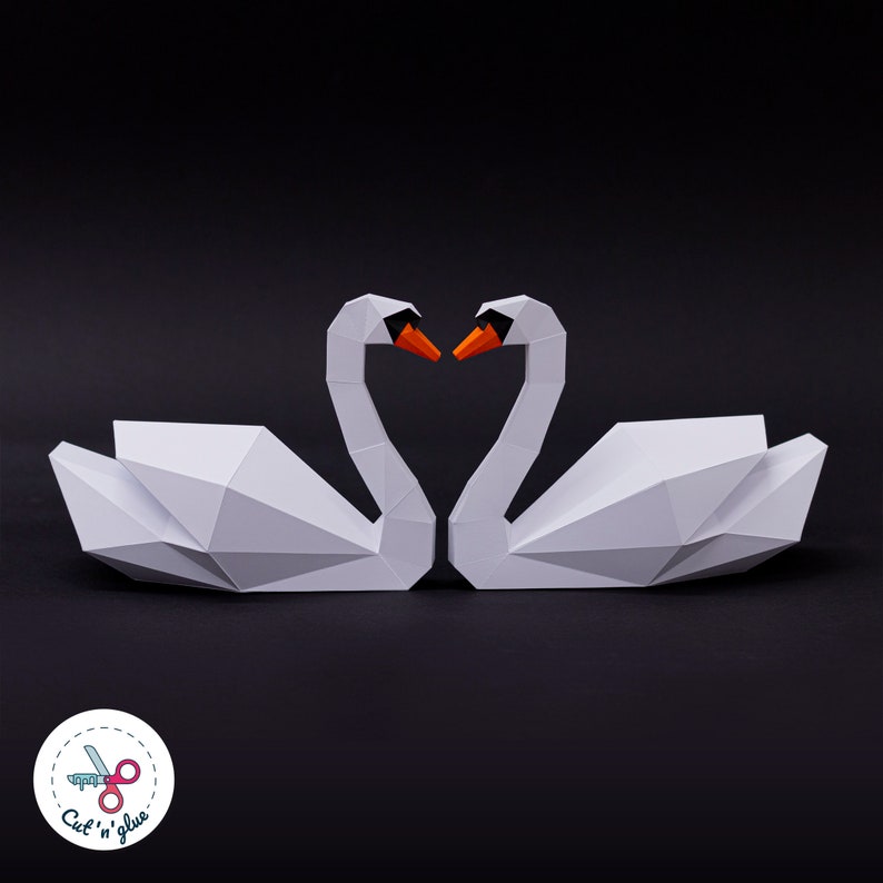 Swan DIY Papercraft Lowpoly Origami Wedding Decoration - Etsy