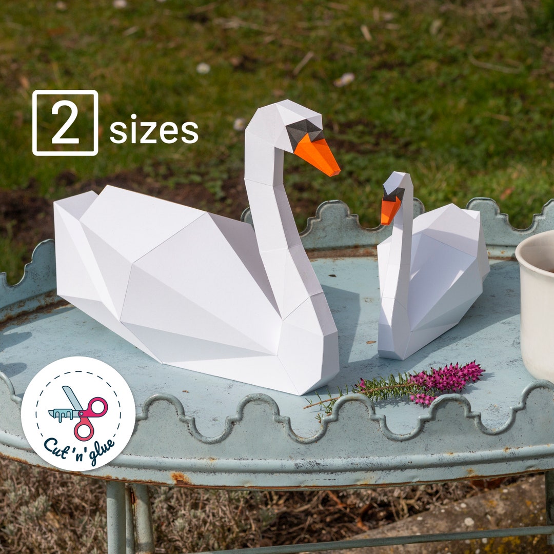 Swan DIY Papercraft, Lowpoly, Origami, Wedding Decoration, Paper ...