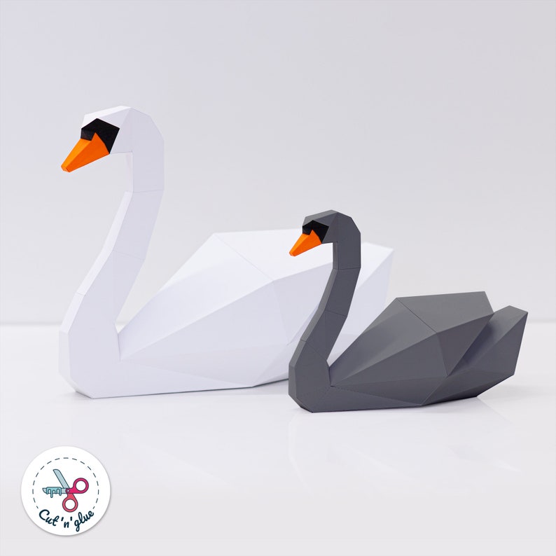 Swan DIY Papercraft Lowpoly Origami Wedding Decoration - Etsy