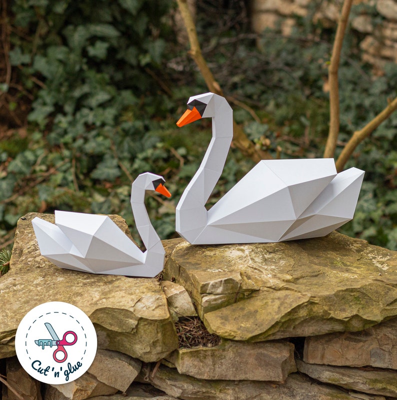 Swan DIY Papercraft Lowpoly Origami Wedding Decoration - Etsy