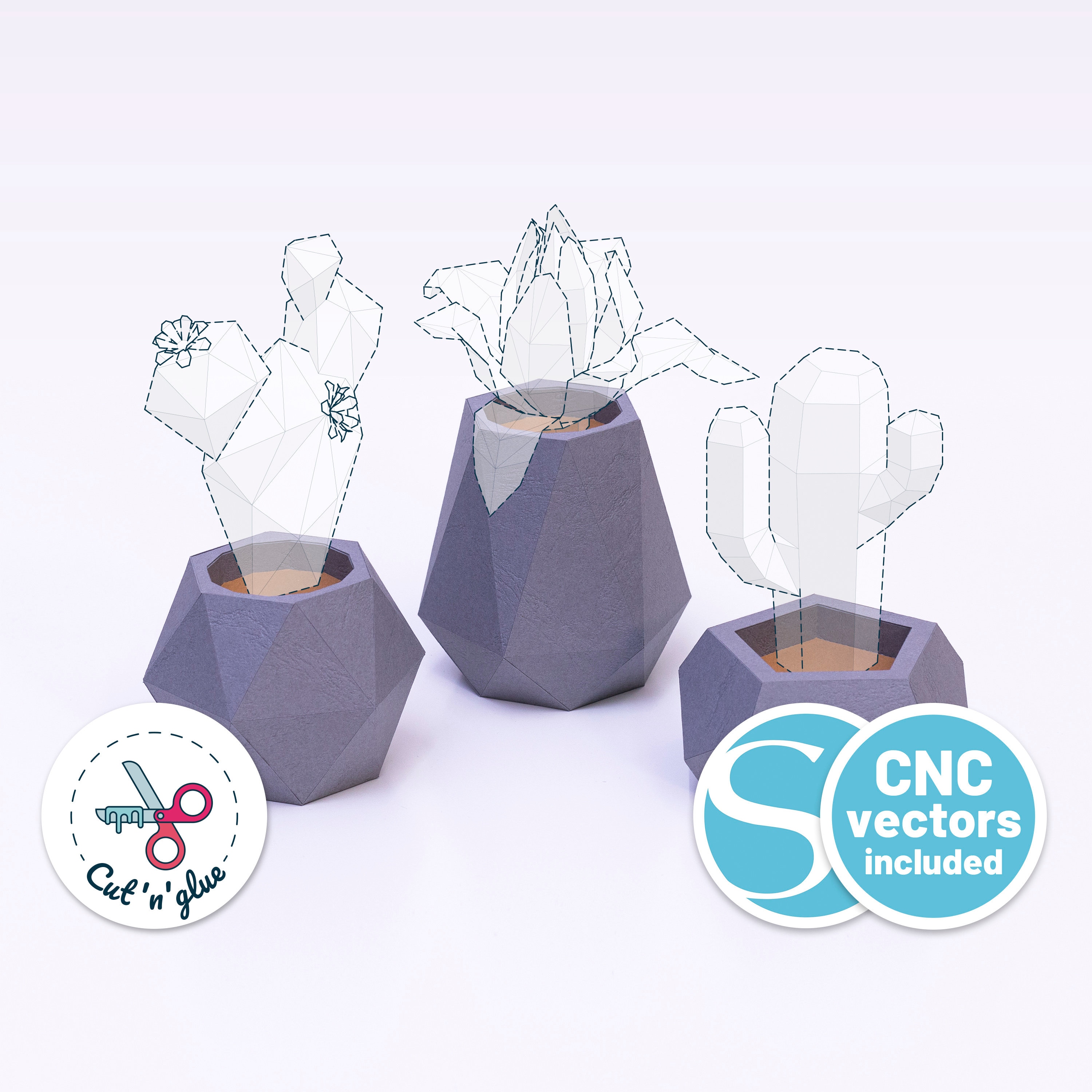 Concrete Planters SOLO DIY Papercraft Lowpoly Origami - Etsy Canada