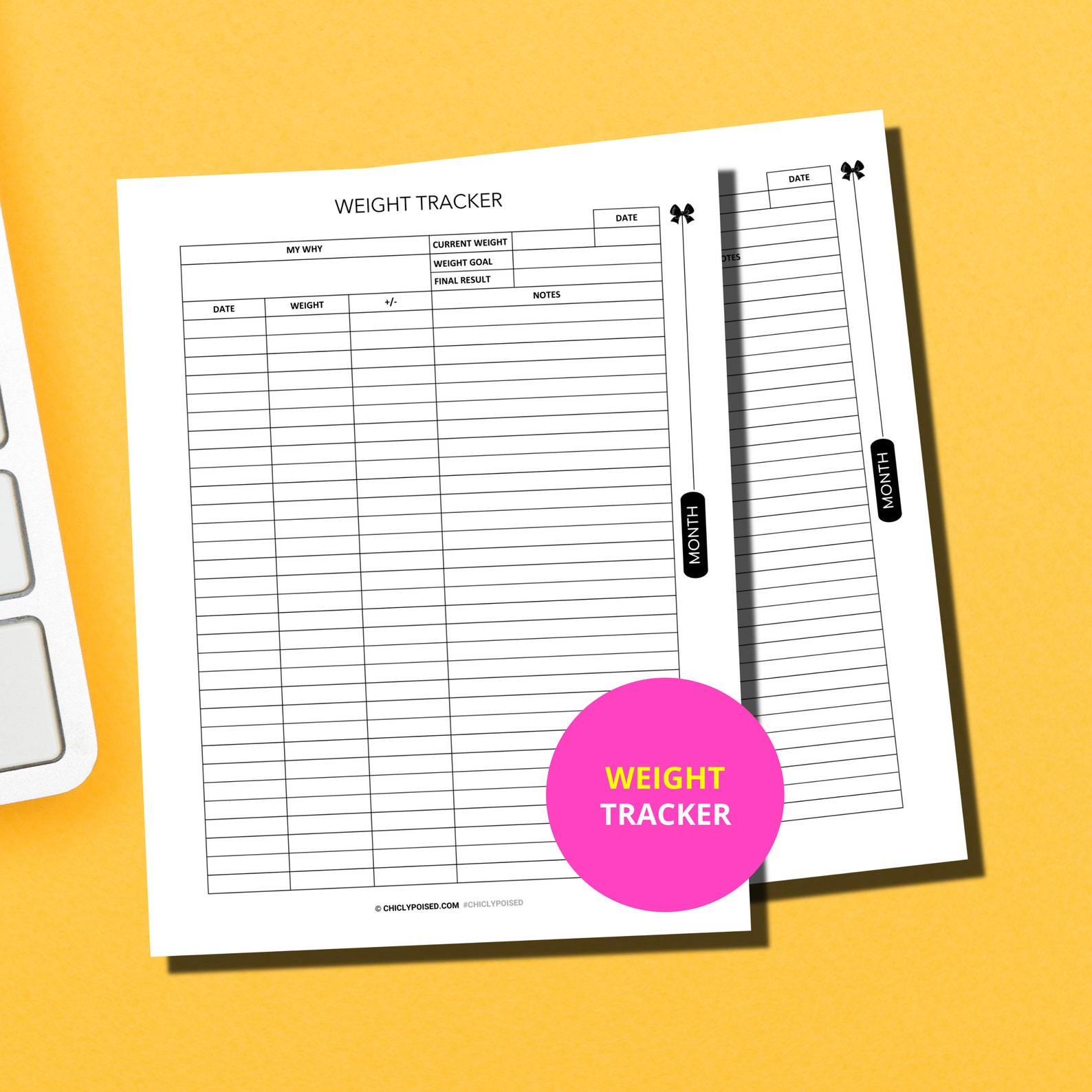 Weight Tracker Printable Insert Letter Size | Etsy