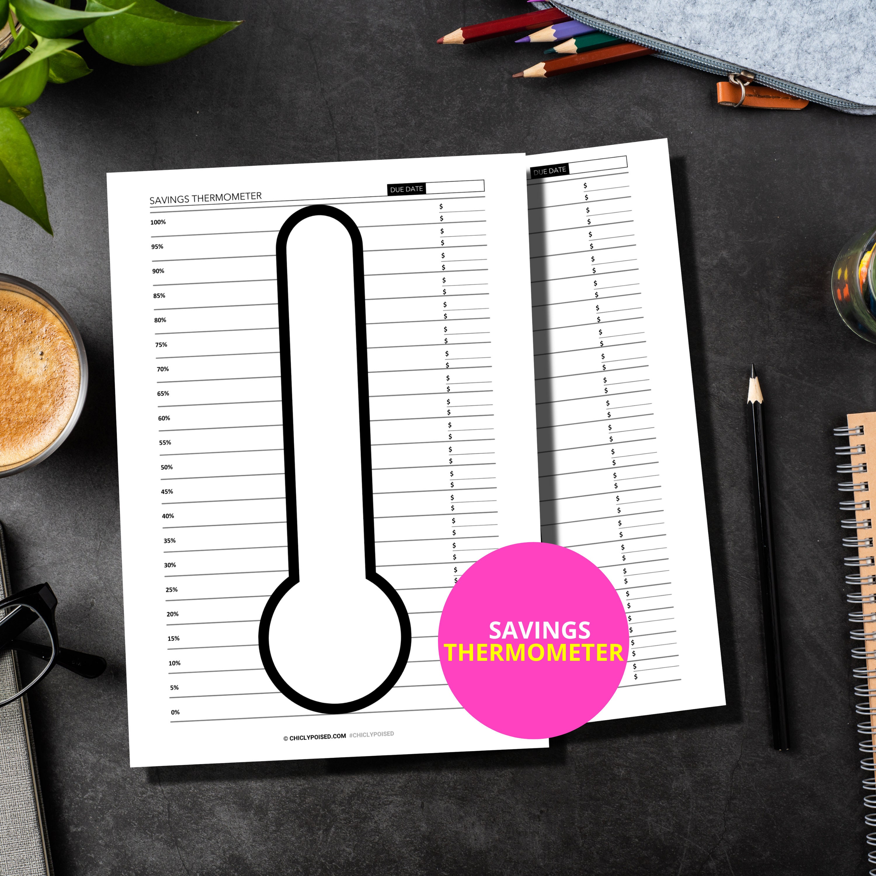 Savings Thermometer Printable Insert, A5 Size - Etsy