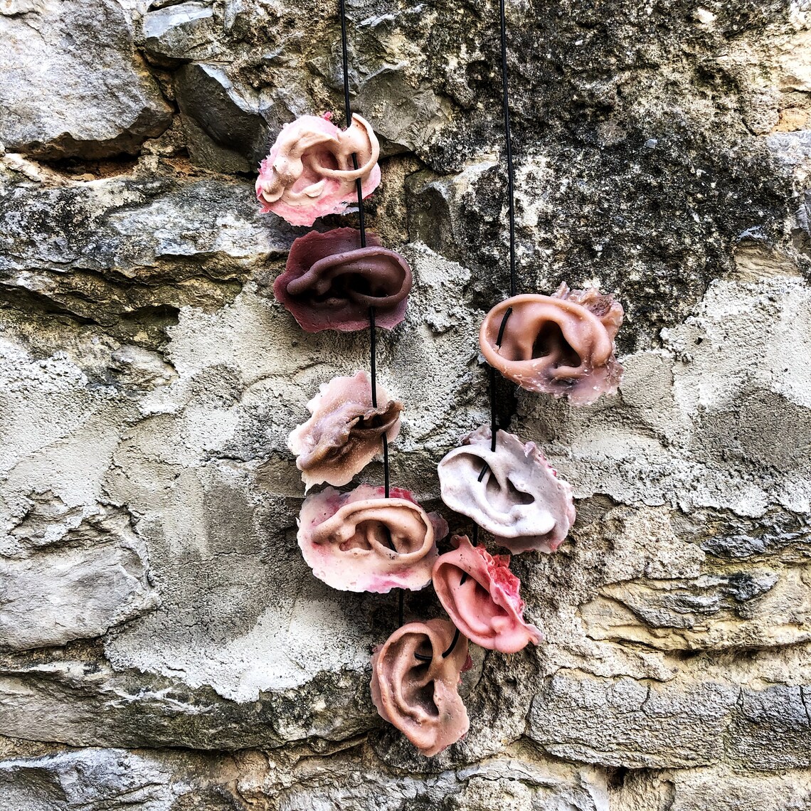 Severed ear necklace chain string human horror bloody jewelry | Etsy