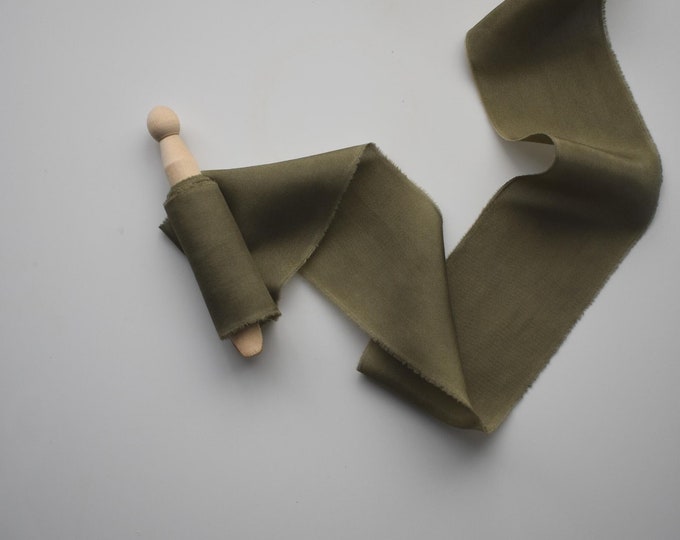 Deep Green Silk Ribbon / 2 X 3yds Naturally Dyed Silk Habotai Ribbon ...