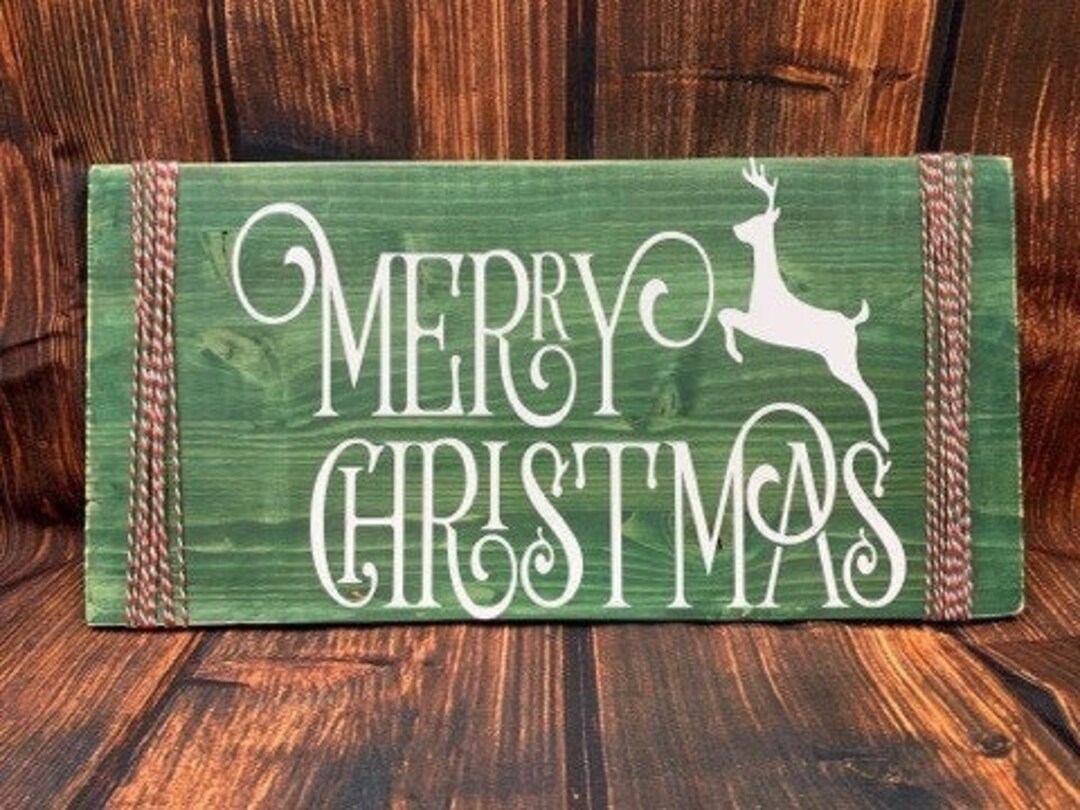 Merry Christmas Wooden Sign 8 X 16 Christmas Sign Wooden Sign Rustic ...