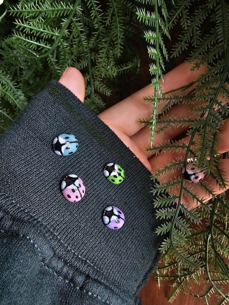 Glitter Colorful Pastel Ladybug Pins, Ladybug Pin, Clay Art, Bug Art ...