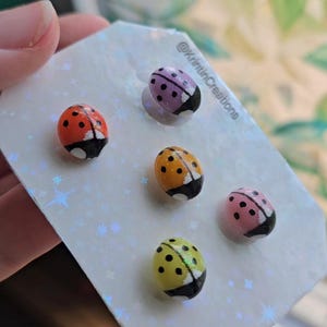 Glitter Pastel Ladybug Pin: Handmade Clay Art, Cottagecore Whimsy ...