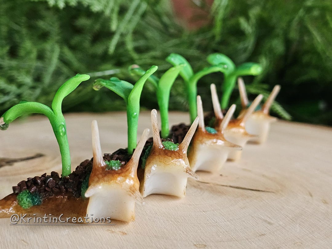 Clay Green Sprout Slugs, Spring, Whimsical, Cottagecore - Etsy