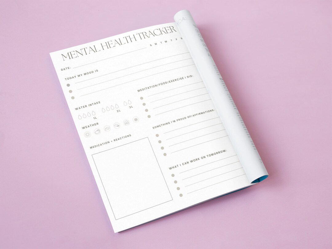 Mental Health Tracker, Printable, Instant Download, Minimalist, Daily ...