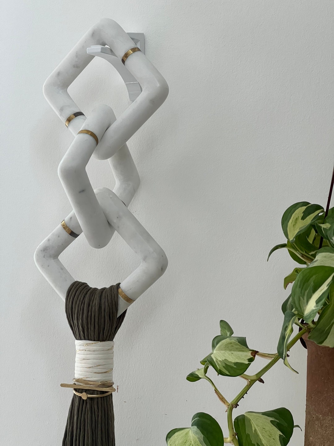 Marble Chain Decor// Macrame Wall Hanging// Fiber Art// Small Wall ...