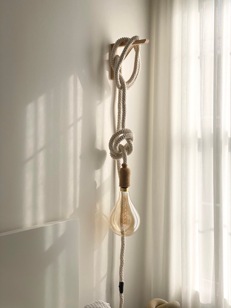 Macrame Pendant Light// Hanging Rope Light// Home Decor// Wall - Etsy