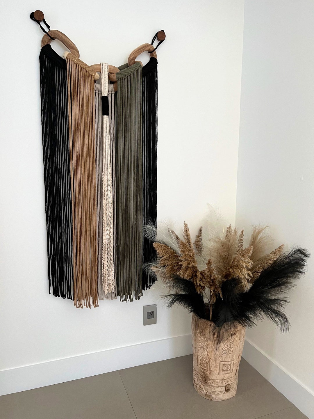 Wood Chain Decor// Macrame Wall Hanging// Fiber Art// Wall Decoration ...