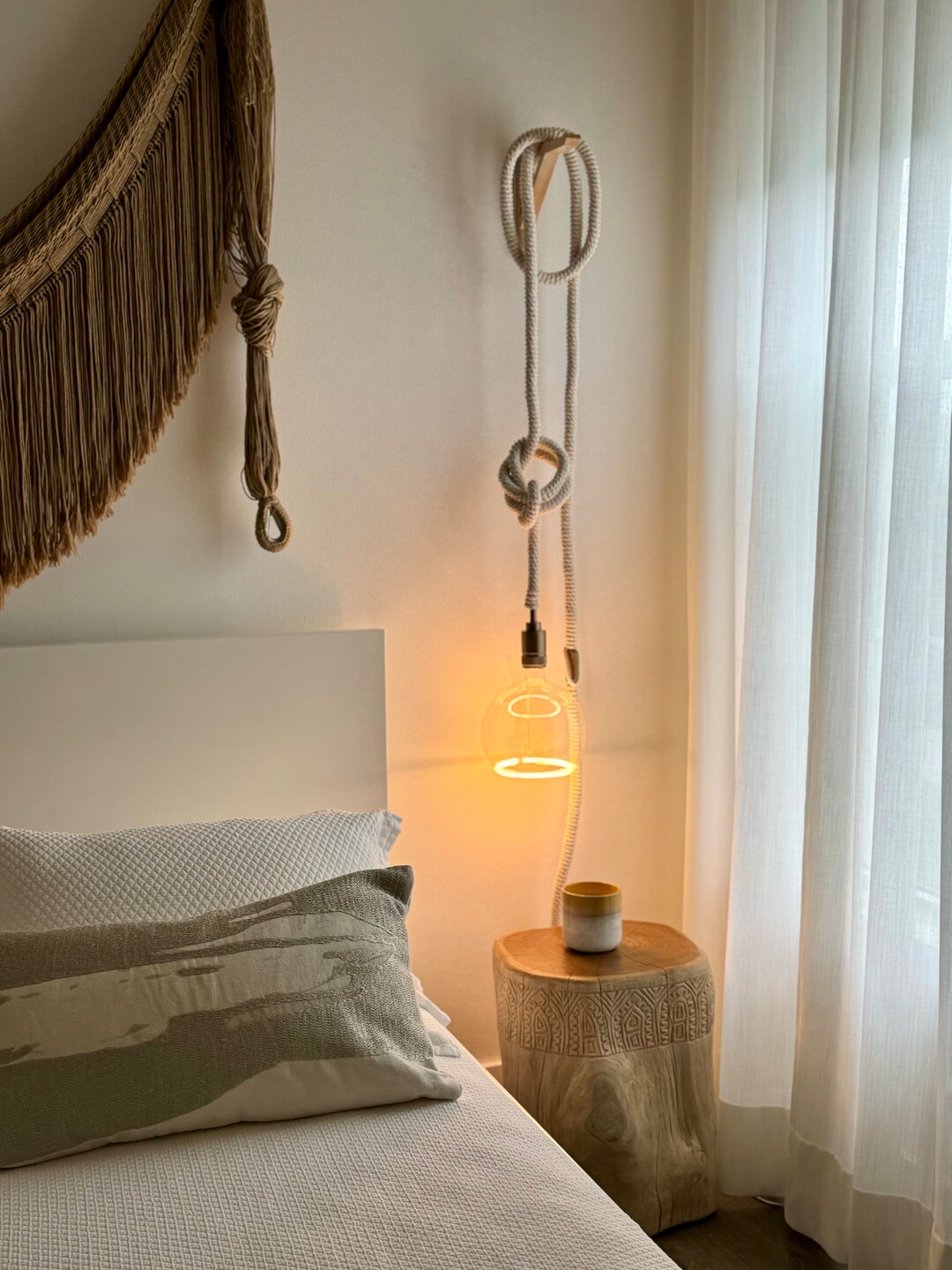 Macrame Pendant Light// Hanging Rope Light// Home Decor// Wall Hanging ...