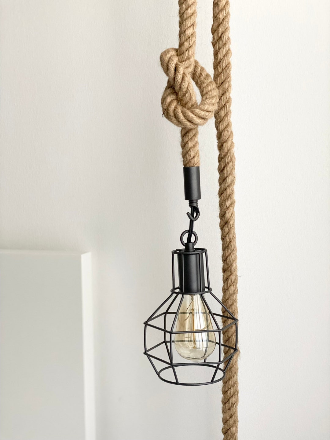 Jute Pendant Light// Hanging Rope Light// Home Decor// Wall Hanging ...