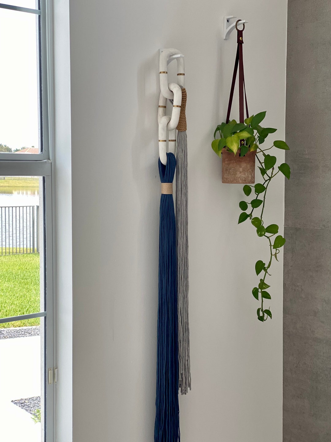 Marble Chain Decor// Macrame Wall Hanging// Fiber Art// Small Wall ...