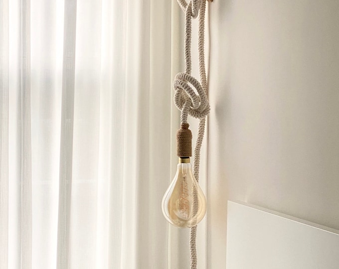 Macrame Pendant Light// Hanging Rope Light// Home Decor// Wall Hanging ...