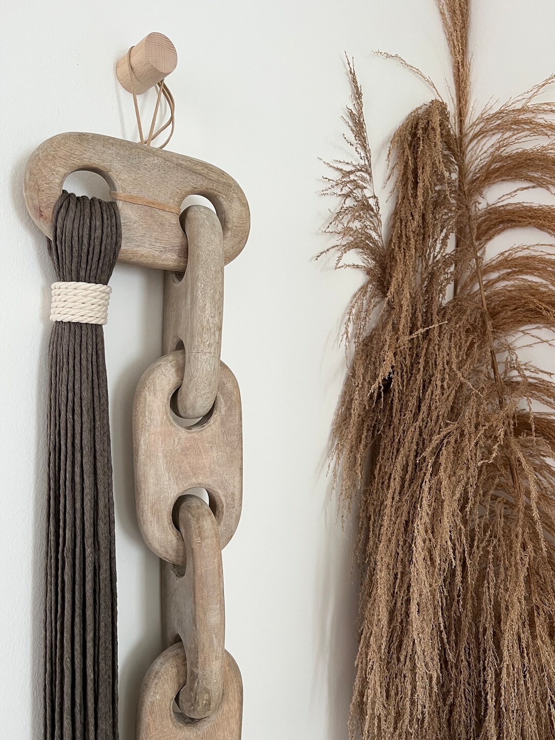 Wood Chain Decor// Macrame Wall Hanging// Fiber Art// Wall Decoration ...