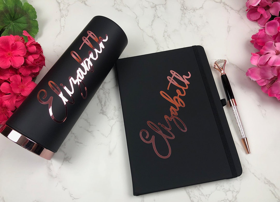 Custom Tumbler Notebook Gift for Large Group Personalized Rose Gold ...