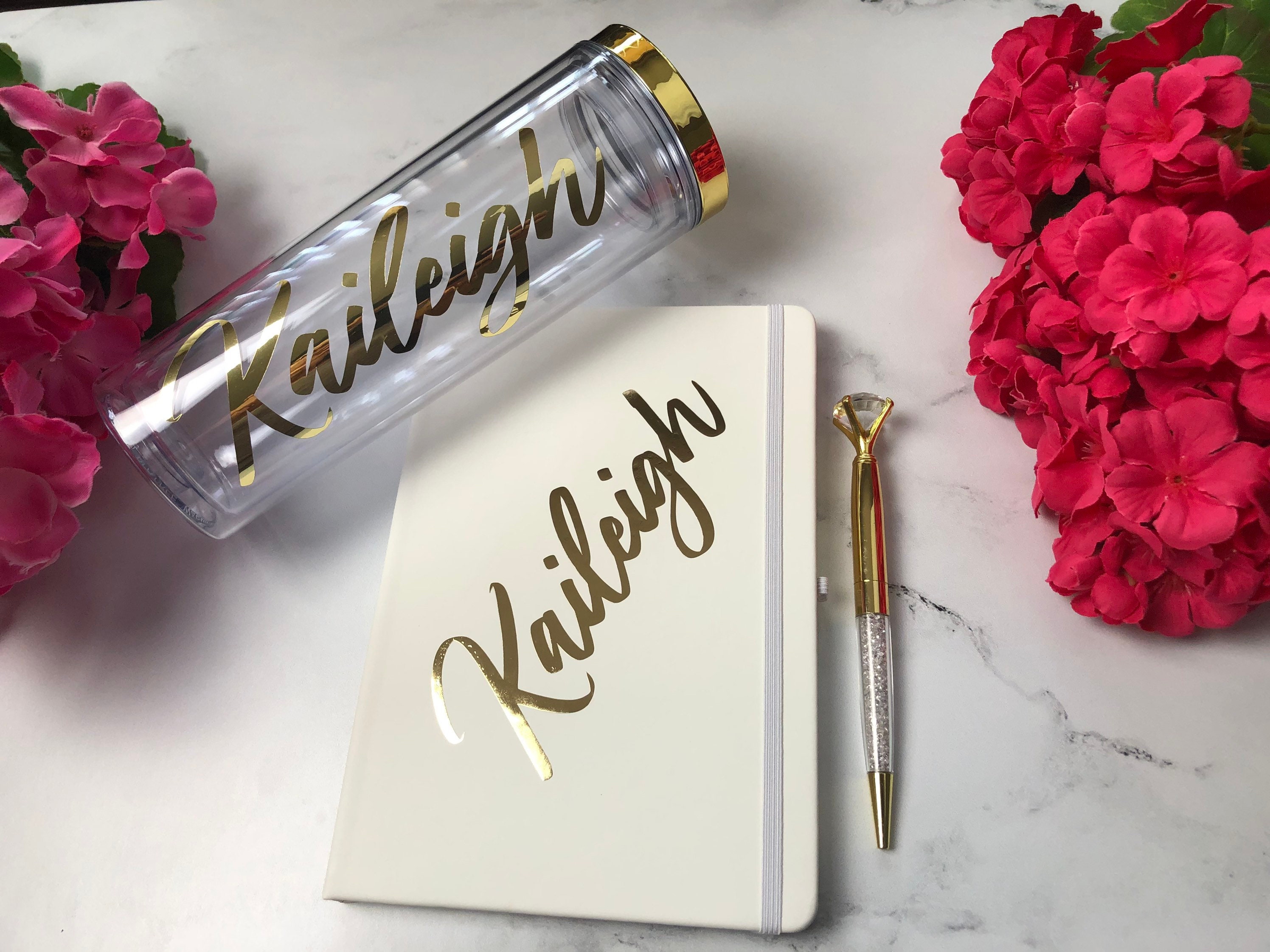 Custom White Notebook and Ink Pen Set With 18 Oz Tumbler Combo ...