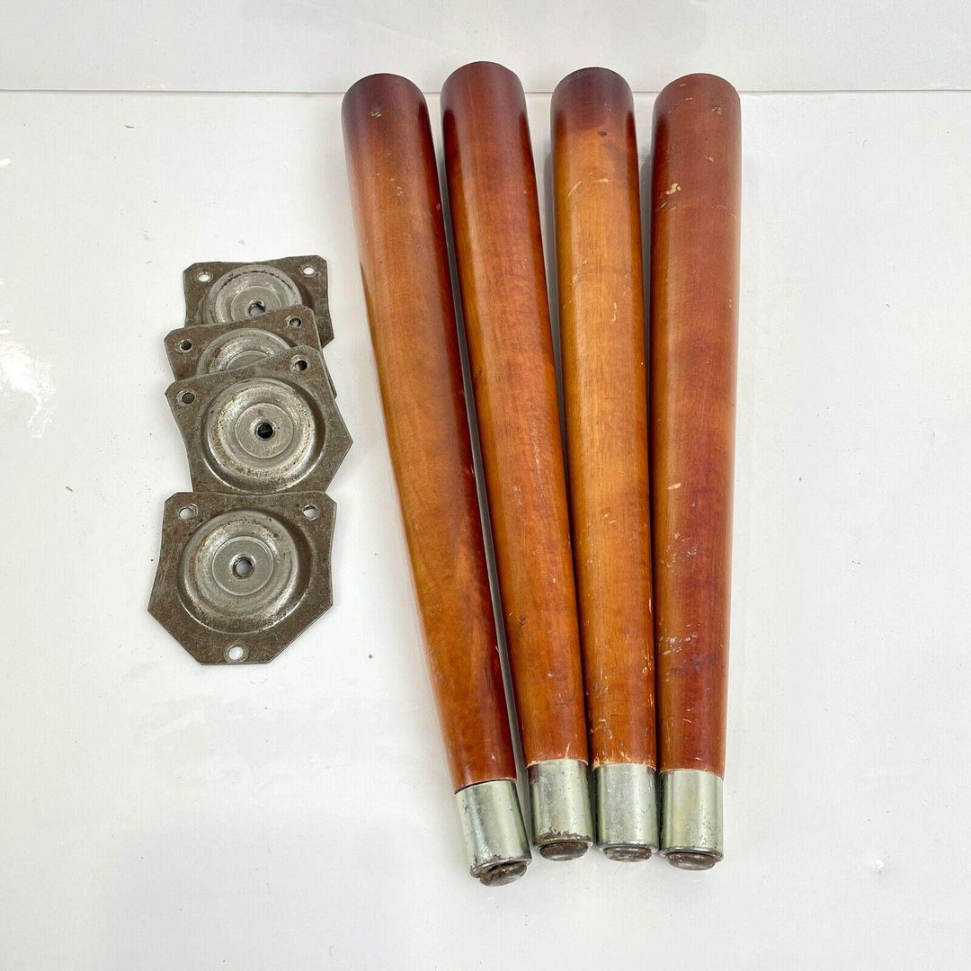 Set of 4 Coffee/ End Table Mcm Legs 14 in Tall Oak Stained Table Legs ...