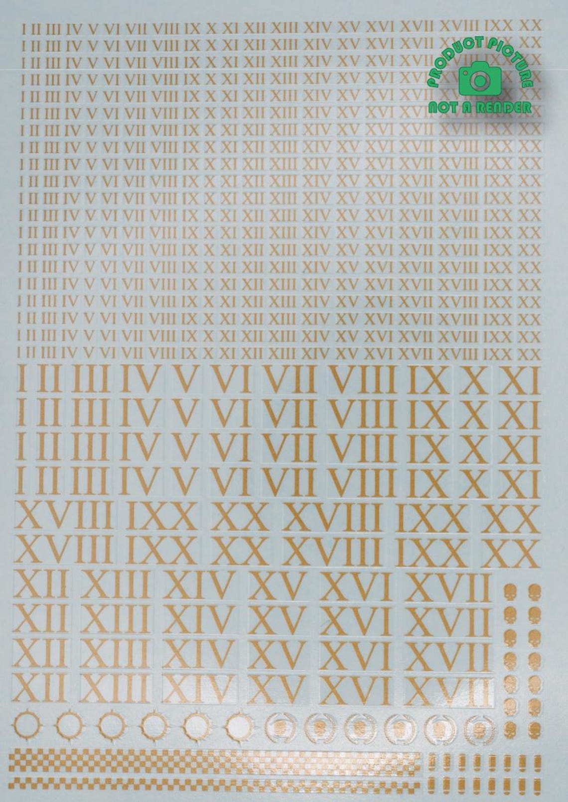 Pre-cut GOLD Transfers Waterslide Decals With Roman Numerals Compatible ...