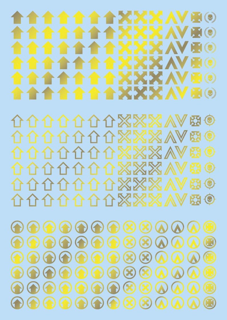 Pre-cut GOLD Transfers Waterslide Decals of Squad Icons Compatible With ...