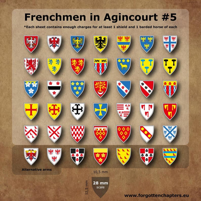 Medieval Heraldry 100 Year War English Pre-cut Transfers for Historical ...