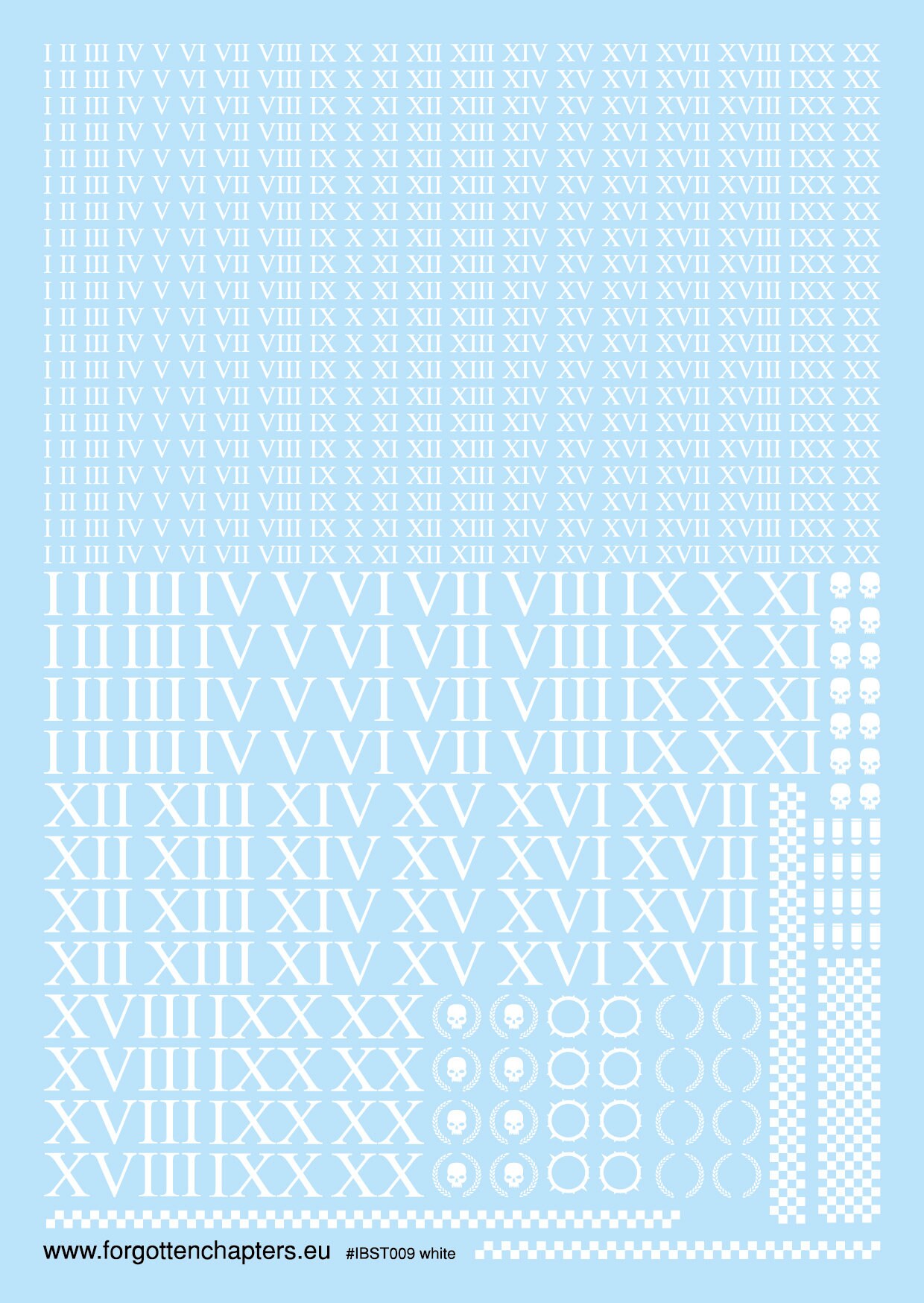 Pre-cut WHITE Waterslide Decals With Roman Numerals Compatible With 28 ...