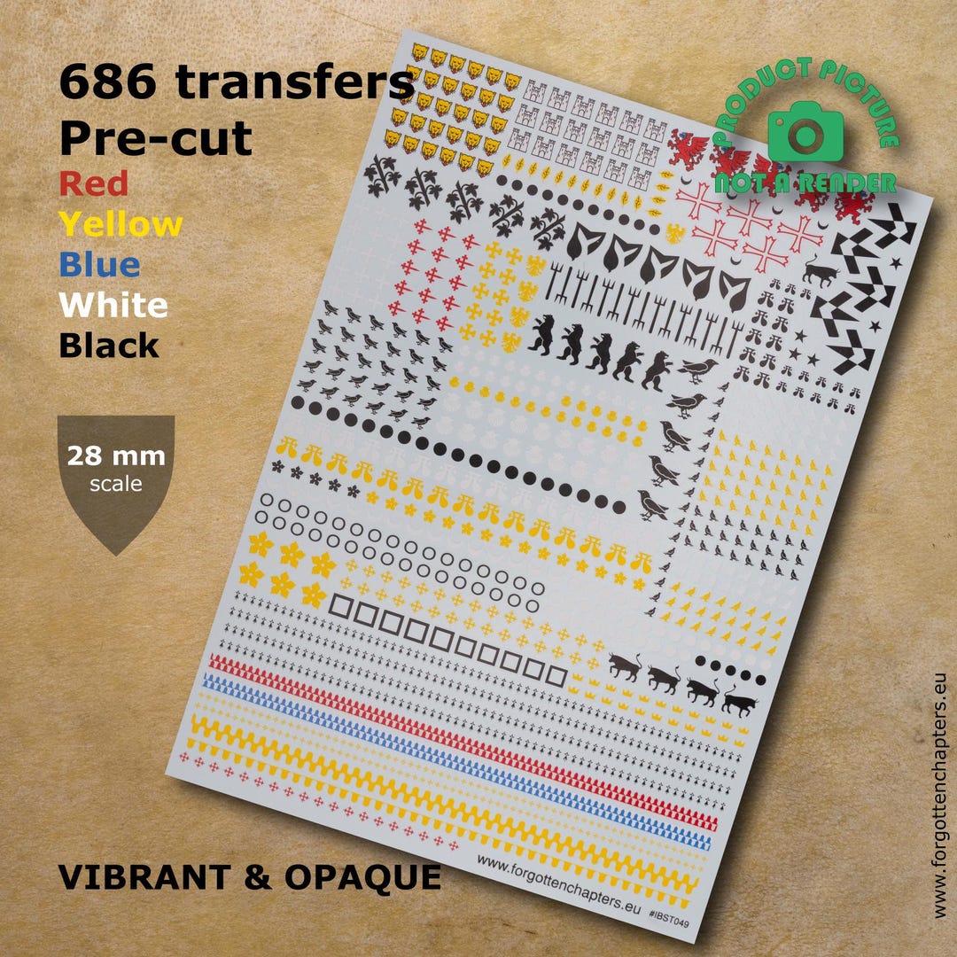 Medieval Heraldry 100 Year War English Pre-cut Transfers for Historical ...