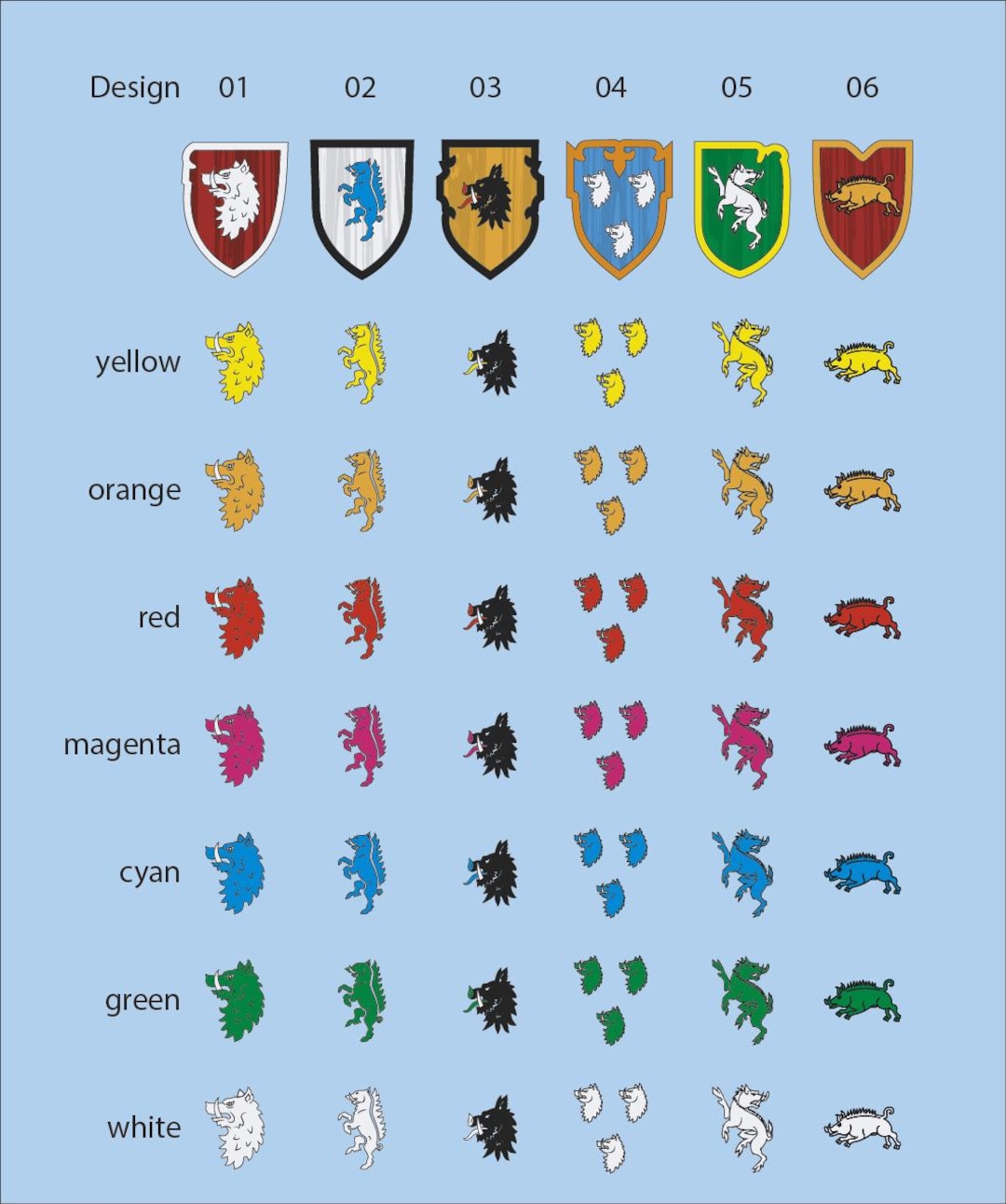 Print to Order Decals Old Medieval World and Fantasy Heraldry - Boar - Etsy