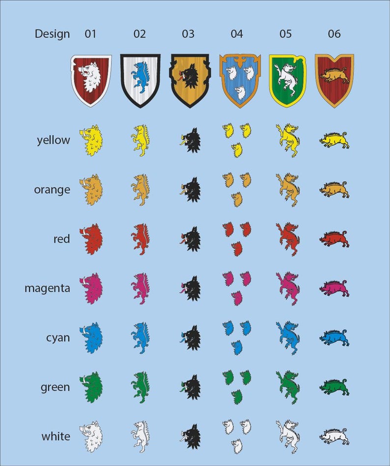Print to Order Decals Old Medieval World and Fantasy Heraldry - Boar - Etsy