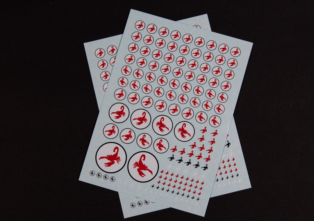 Pre-cut Red Scorpions Waterslide Transfer Decals Compatible With 28 Mm ...