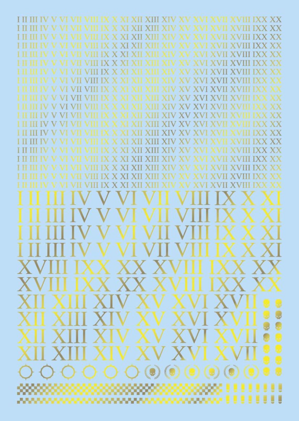 Pre-cut GOLD Transfers Waterslide Decals With Roman Numerals Compatible ...