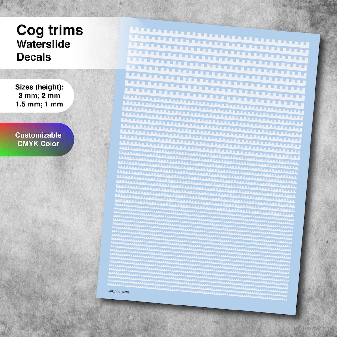 Print to Order Cog Trims Waterslide Transfer Decals Compatible With 28 ...