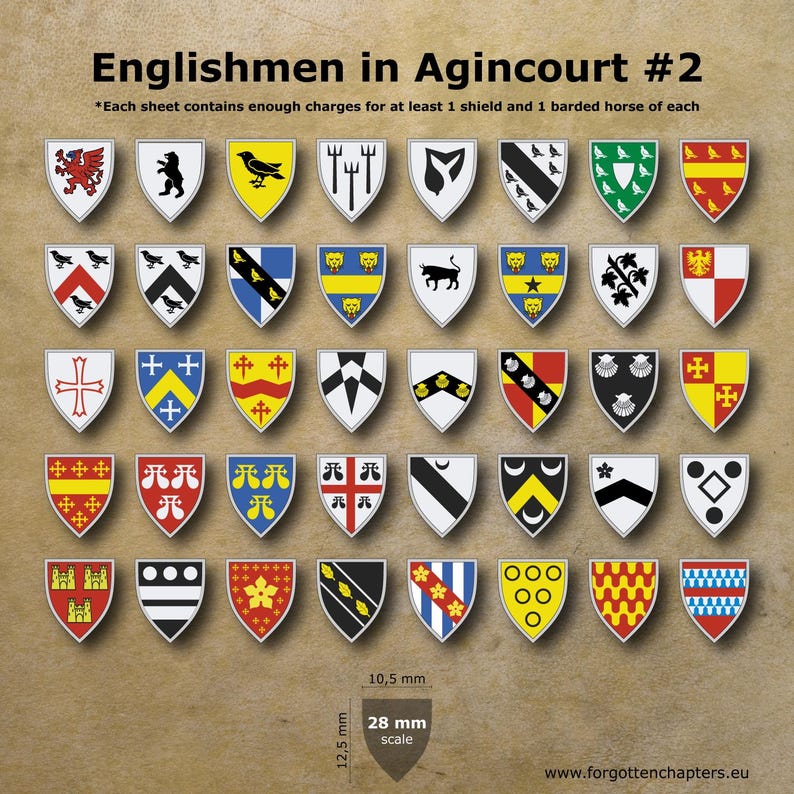 Medieval Heraldry 100 Year War English Pre-cut Transfers for Historical ...