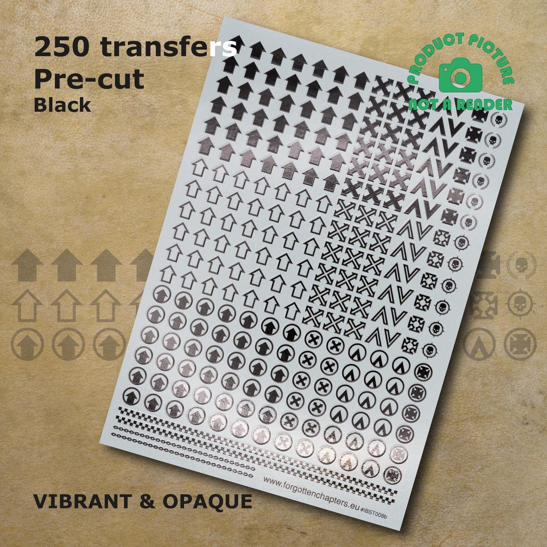 Pre-cut BLACK Transfers Waterslide Decals of Squad Icons Compatible ...