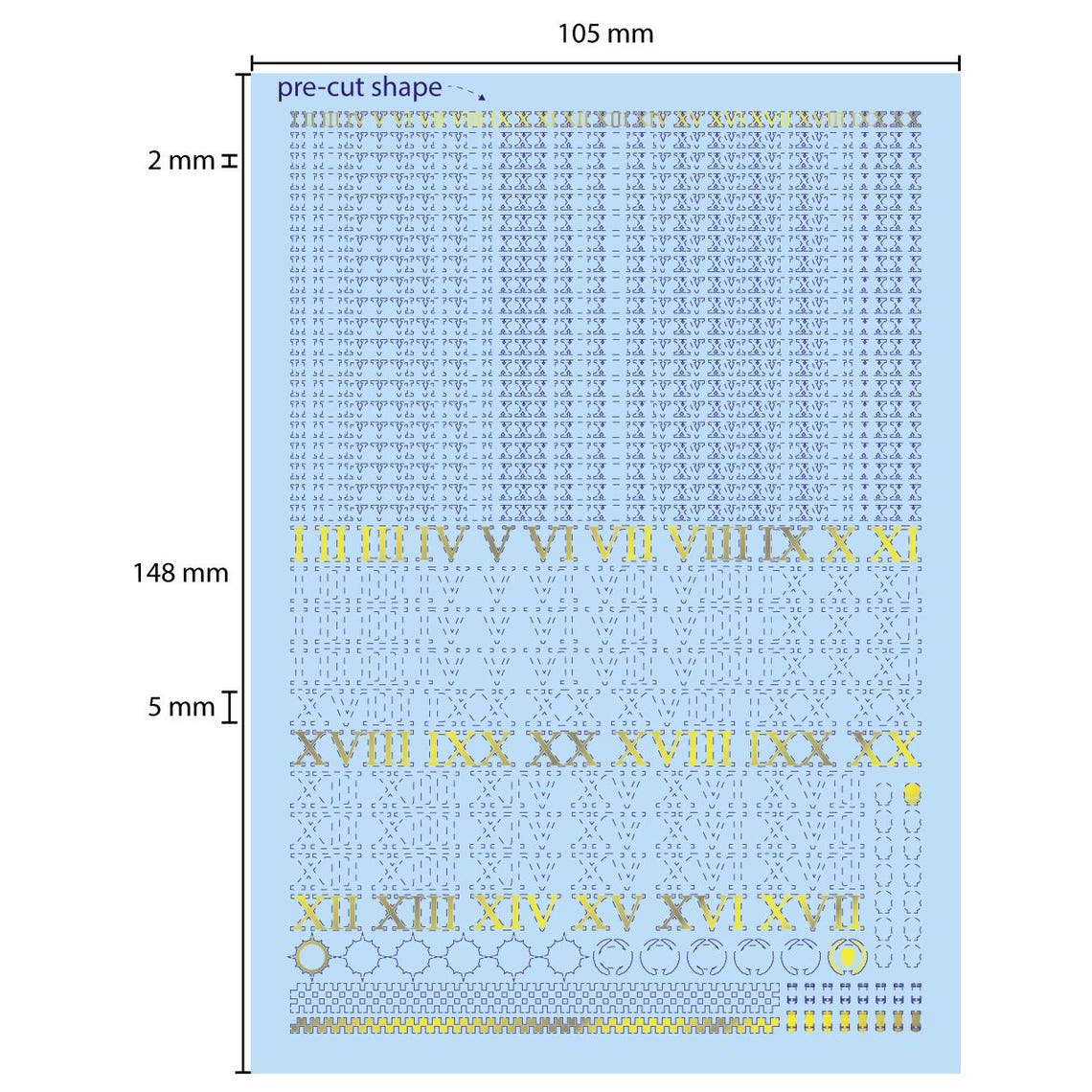Pre-cut GOLD Transfers Waterslide Decals With Roman Numerals Compatible ...