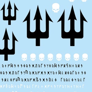 Pre-cut Trident and Skulls Waterslide Transfer Decals Compatible With ...