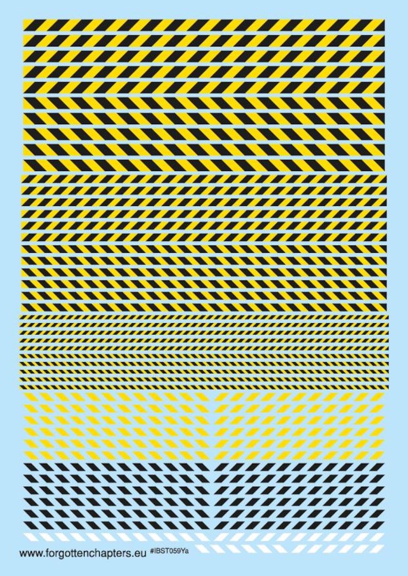 Pre-cut Yellow Hazard Stripes Waterslide Transfer Decals Compatible ...