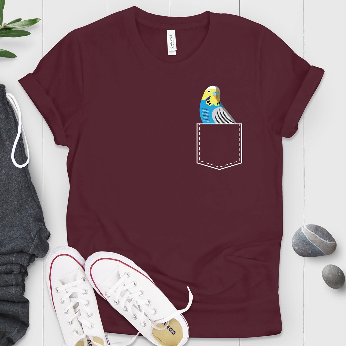 Pocket Budgie Shirt Gift For Her Womens Clothing Bird | Etsy