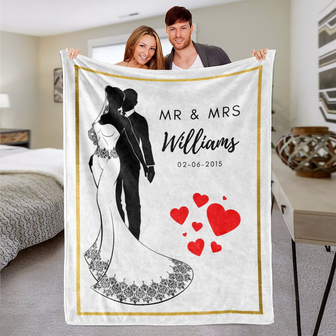 Personalized Wedding Blanket | Customized Your Name and Date Blanket ...
