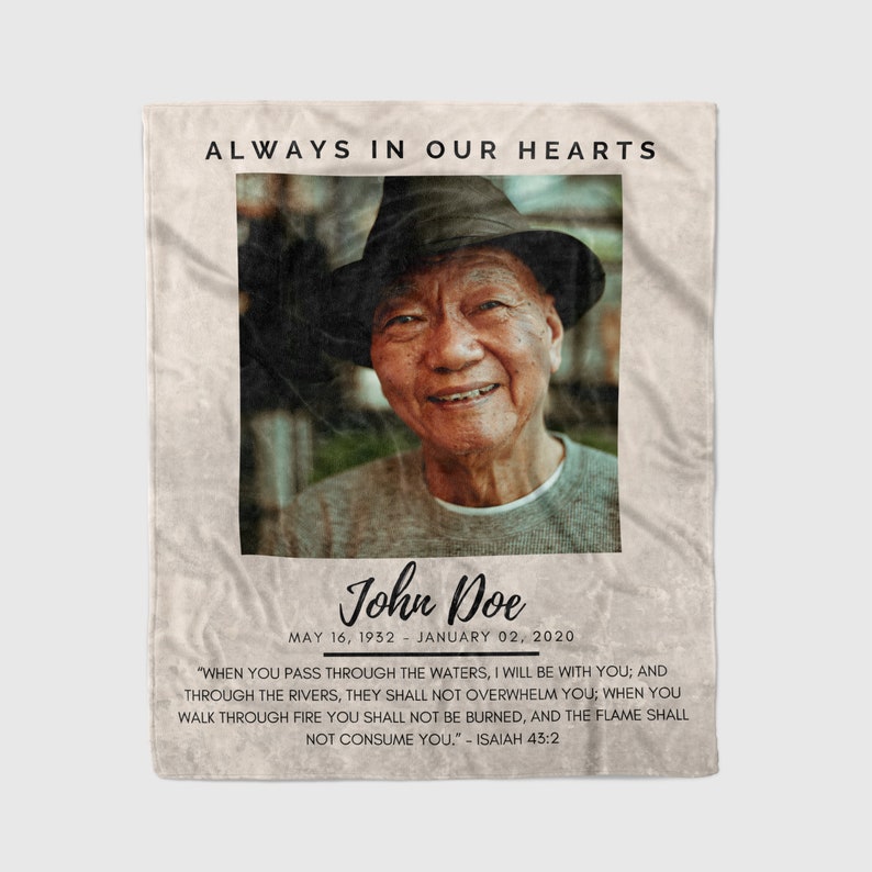 Personalized Memorial Photo Name Quote Blanket Custom - Etsy