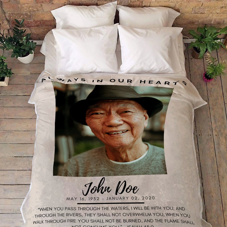Personalized Memorial Photo Name Quote Blanket Custom - Etsy