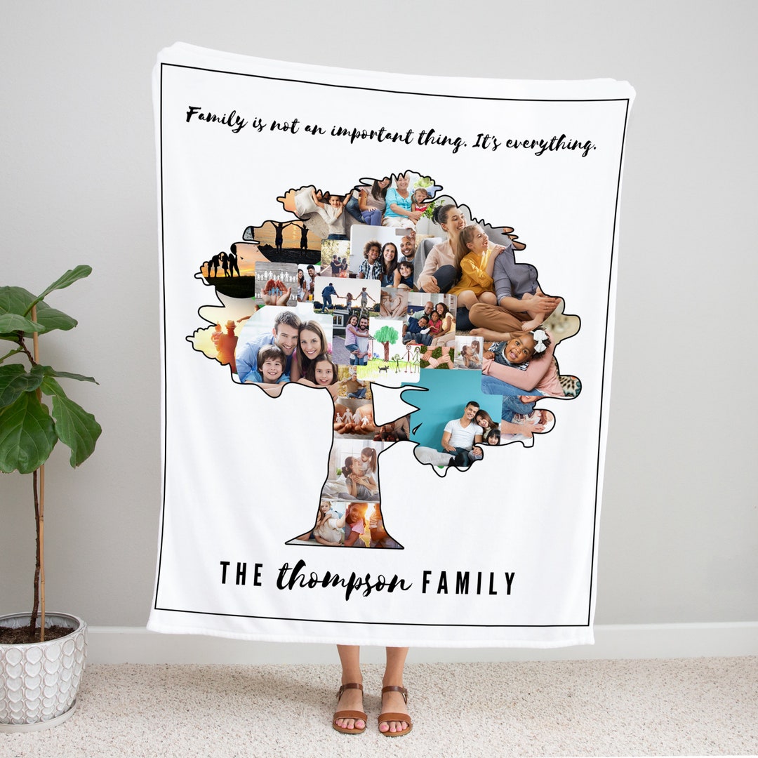 Personalized Family Tree Photo Blanket | Custom Photo Blanket | Custom ...