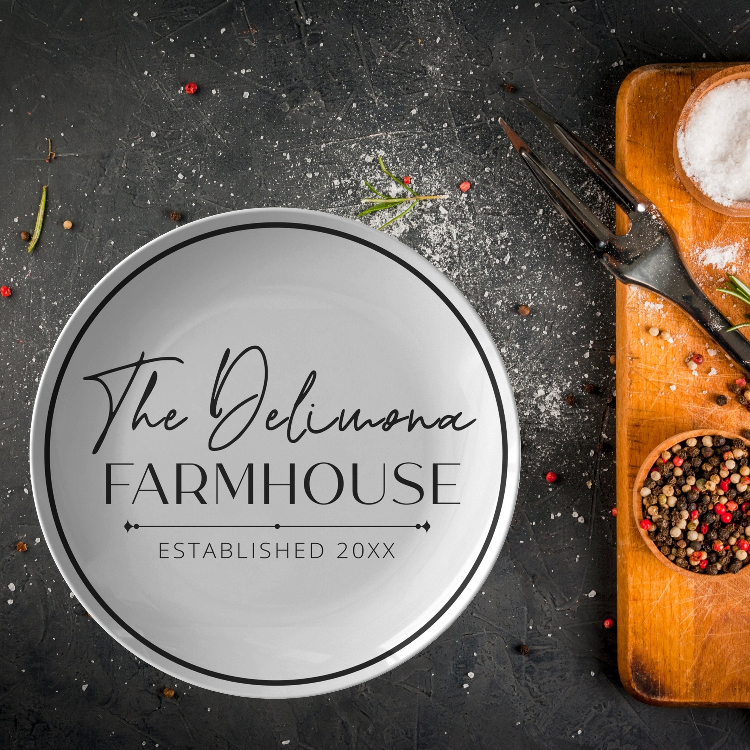 Personalized Farmhouse Plate Custom Gifts Custom Kitchen | Etsy