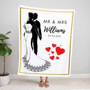 Personalized Wedding Blanket | Customized Your Name and Date Blanket ...